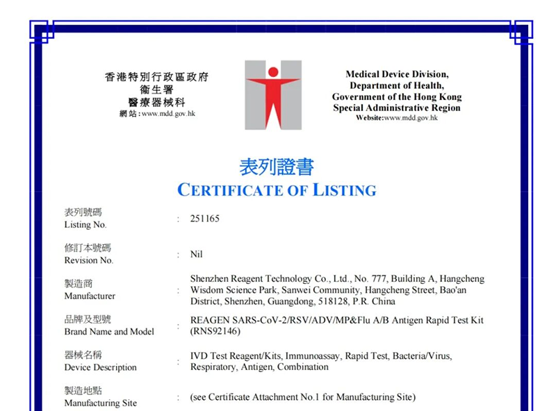 REAGEN SARS-CoV-2/RSV/ADV/HMPV & Flu A/B Antigen Rapid Test Kit Hong ...